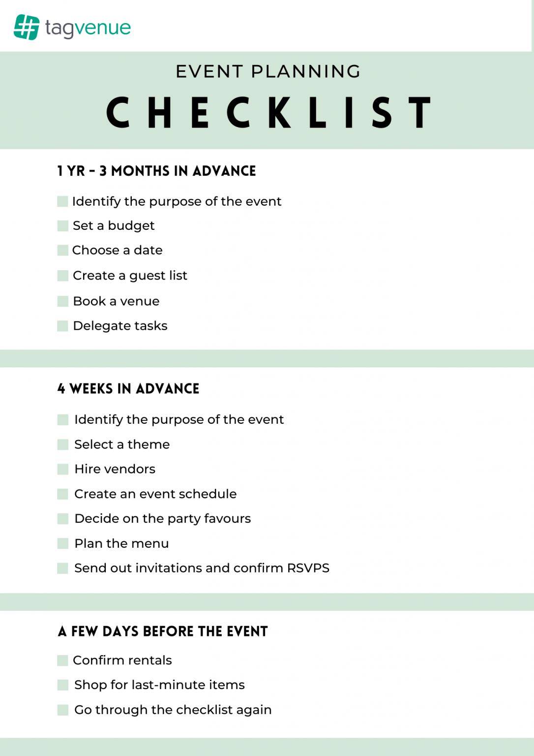 The Definitive Event Planning Checklist - Tagvenue Blog